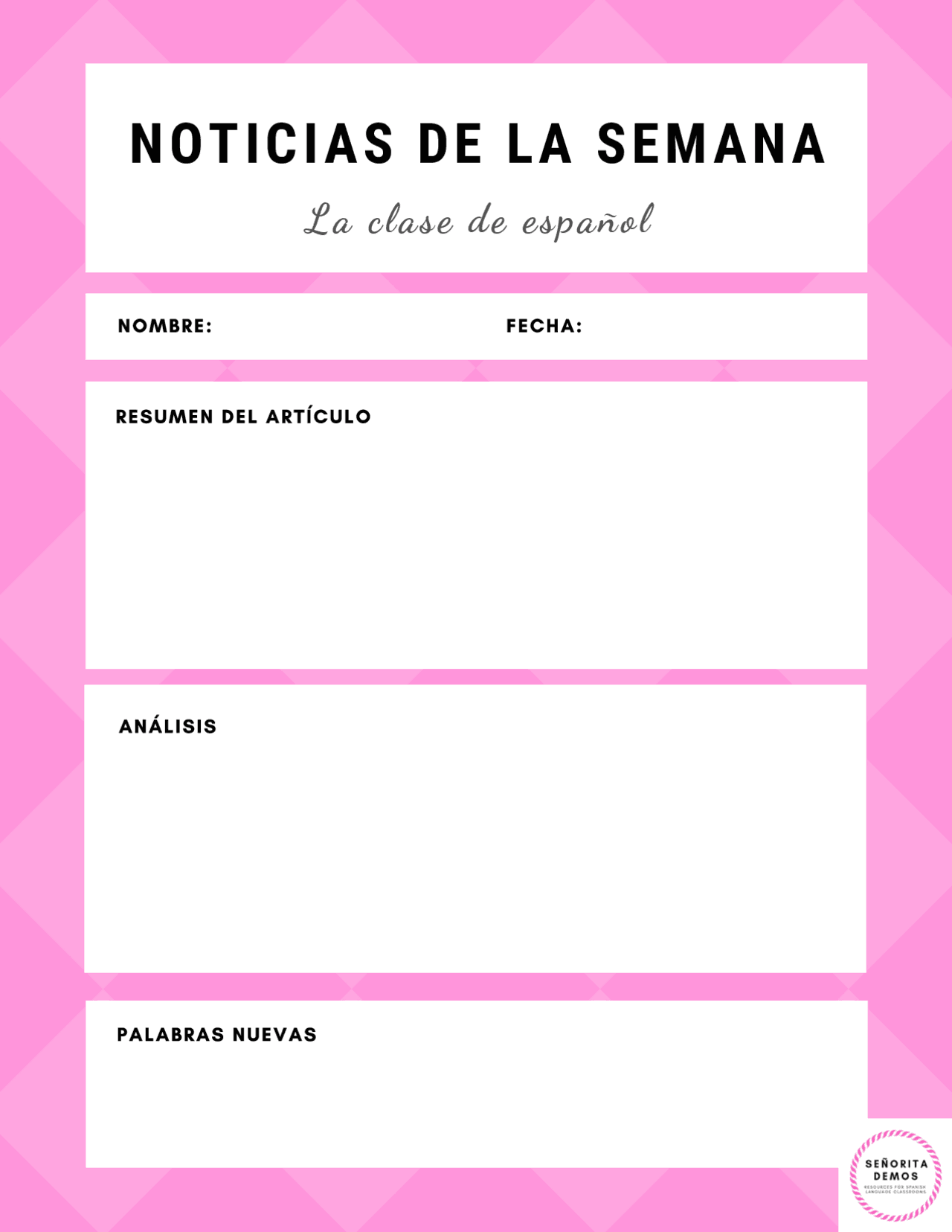 Noticia de la Semana | Exercises Spanish | Docsity