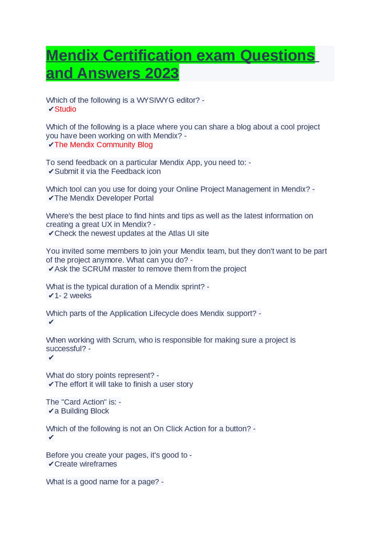 Mendix Certification exam Questions and Answers 2023 | Exams Computer Communication Systems ...