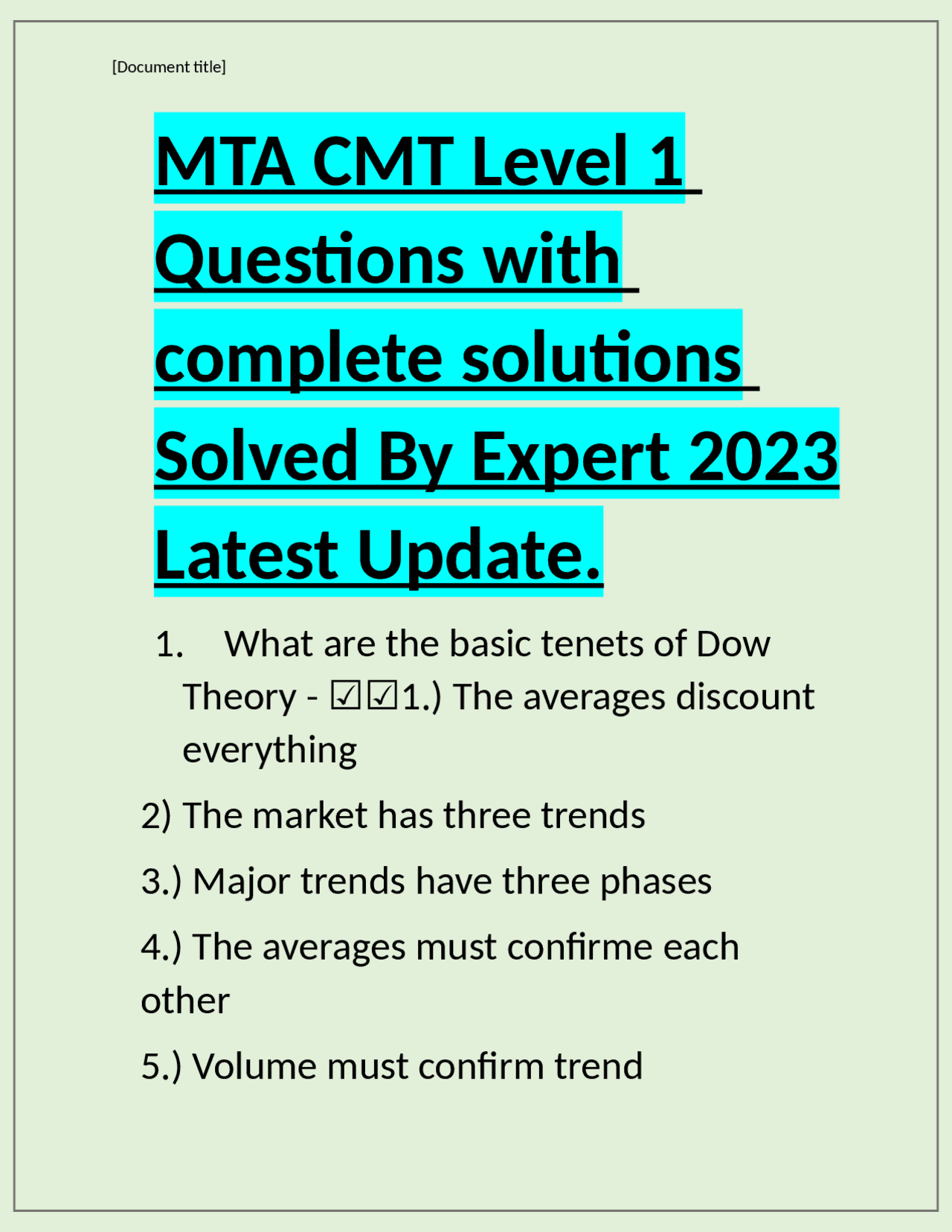 MTA CMT Level 1 Questions with Complete Solutions | Exams Business ...