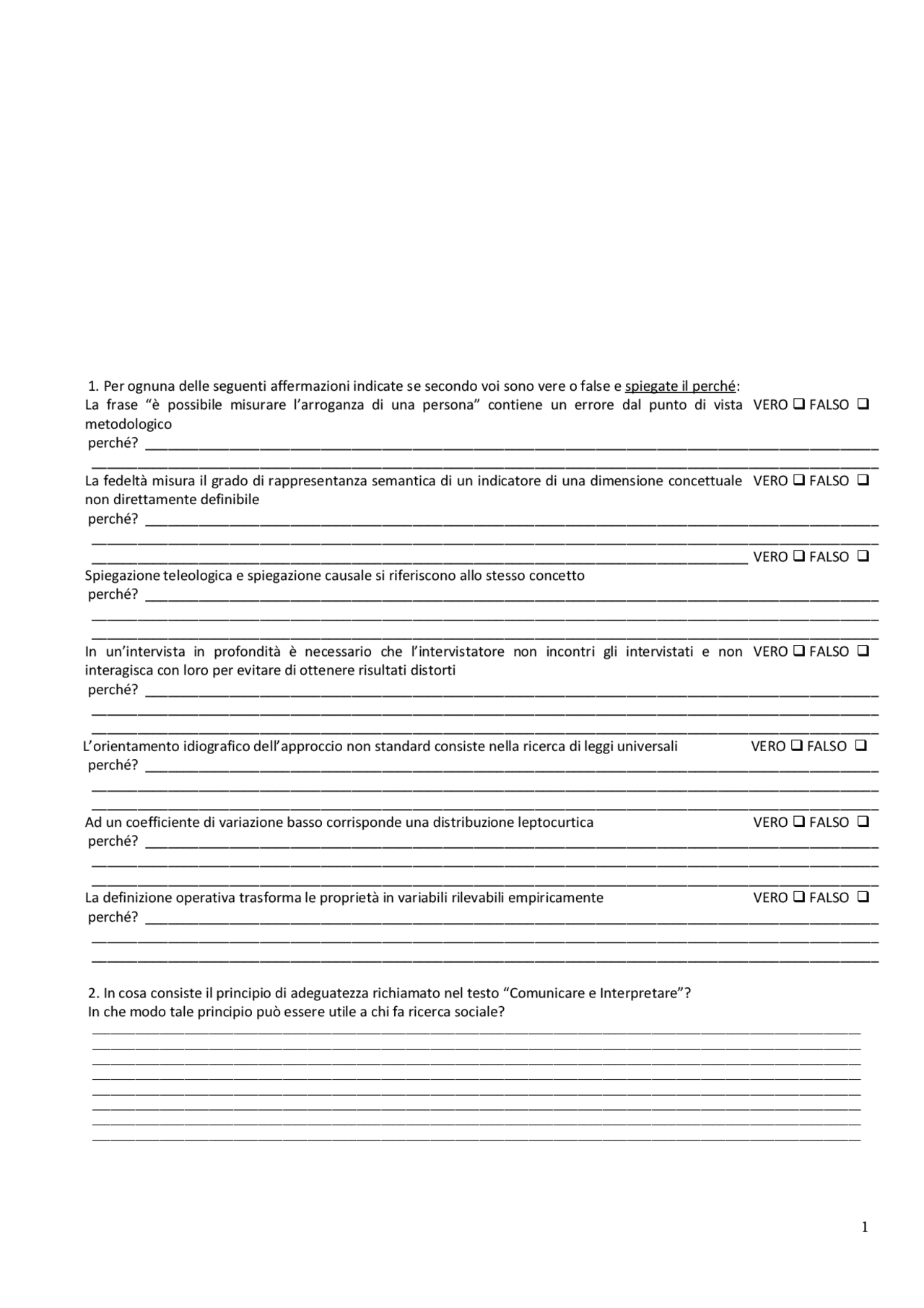 Esercizi e prove d'esame vecchi appelli d'esame METODOLOGIA DELLA ...
