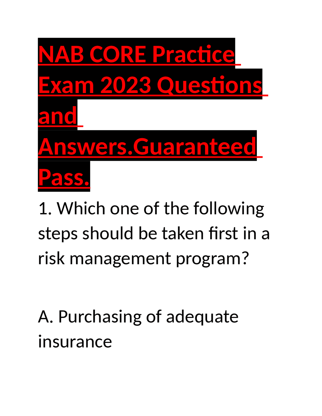 NAB CORE Practice Exam 2023 Questions and Answers.Guaranteed Pass ...