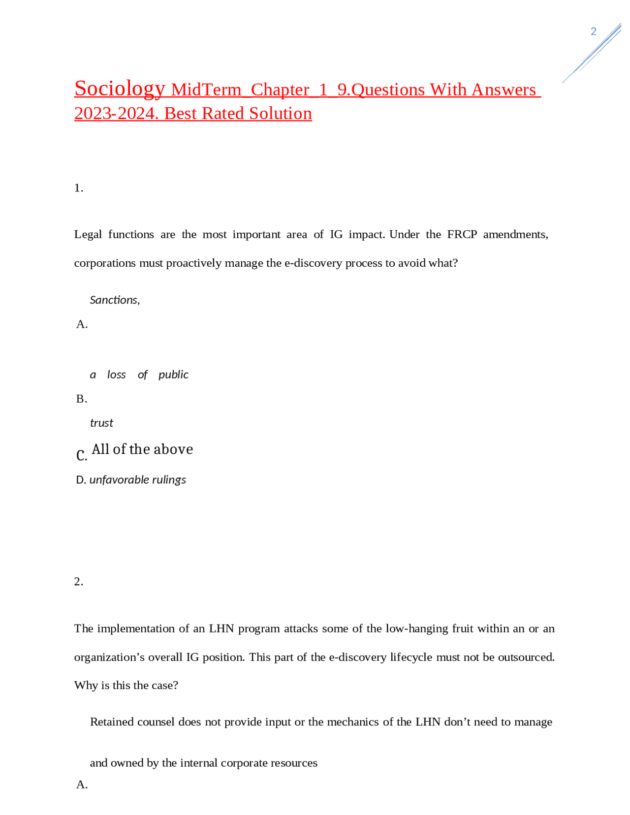 Sociology MidTerm_Chapter_1_9.Questions With Answers 2023-2024. Best ...