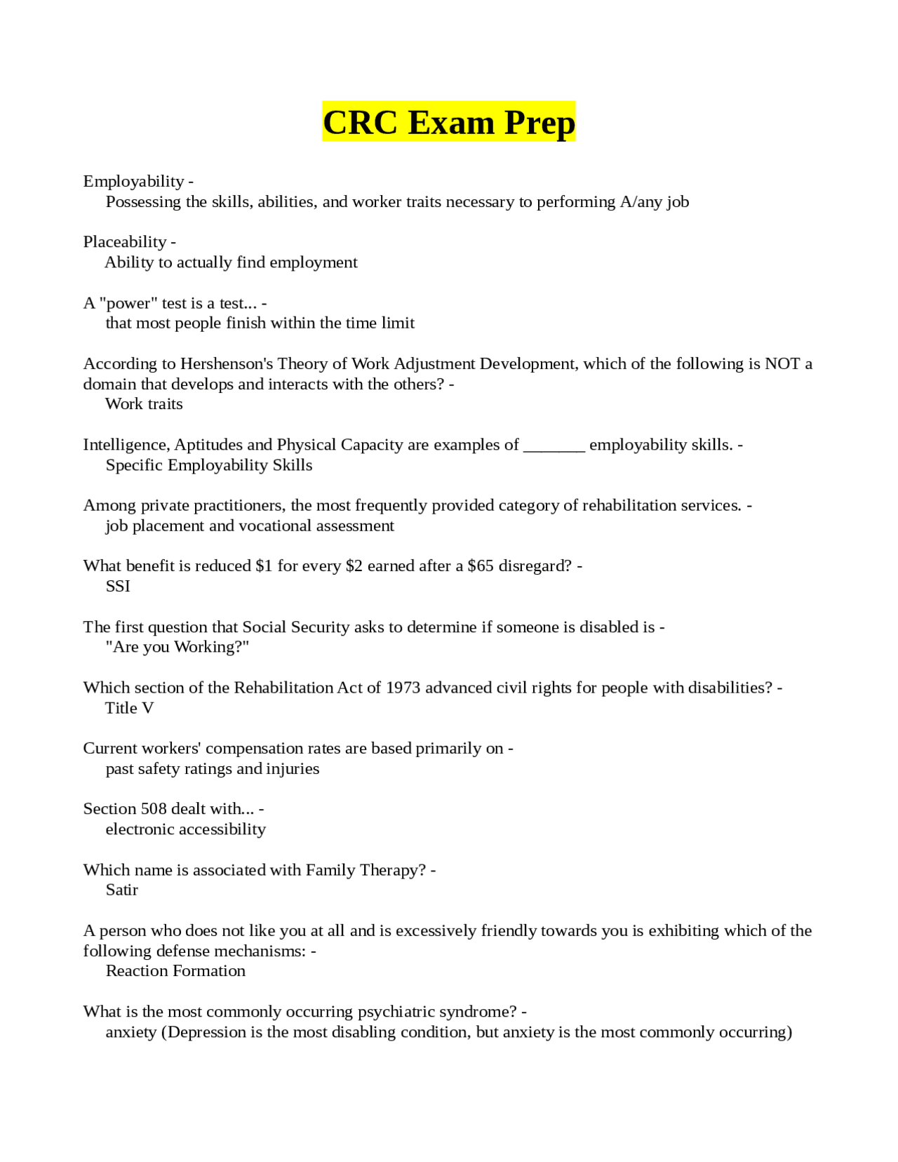 Certified Rehabilitation Counselor (CRC) Examination | Exams Psychology ...