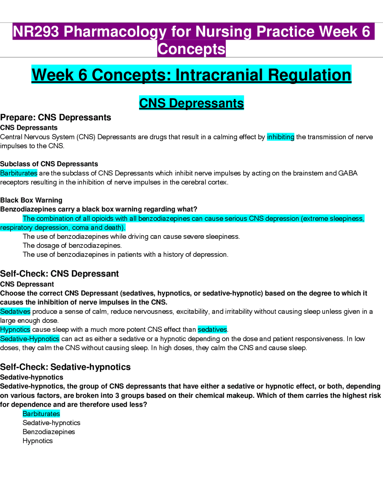 NR293 Pharmacology for Nursing Practice Week 6 Concepts | Exams Nursing ...