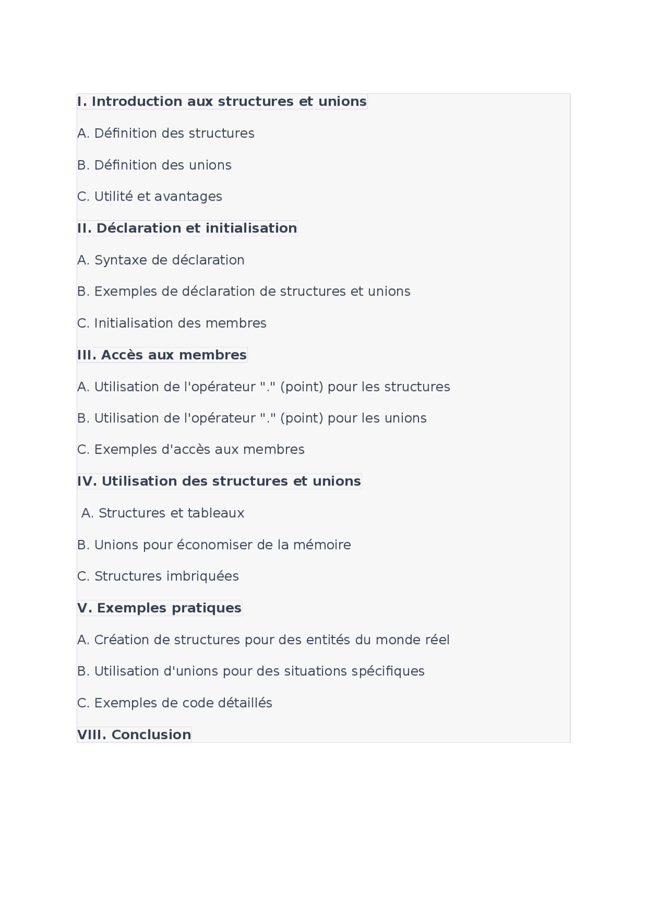 Structures et unions en programmation | Schemes and Mind Maps Physiology | Docsity