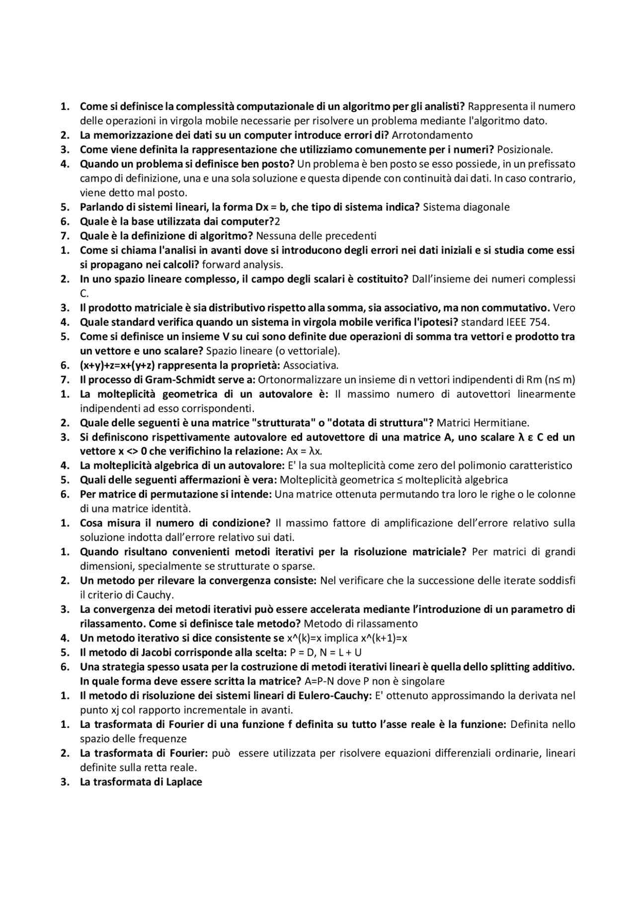 Paniere Svolto Esame - Matematica Computazionale | Panieri di ...