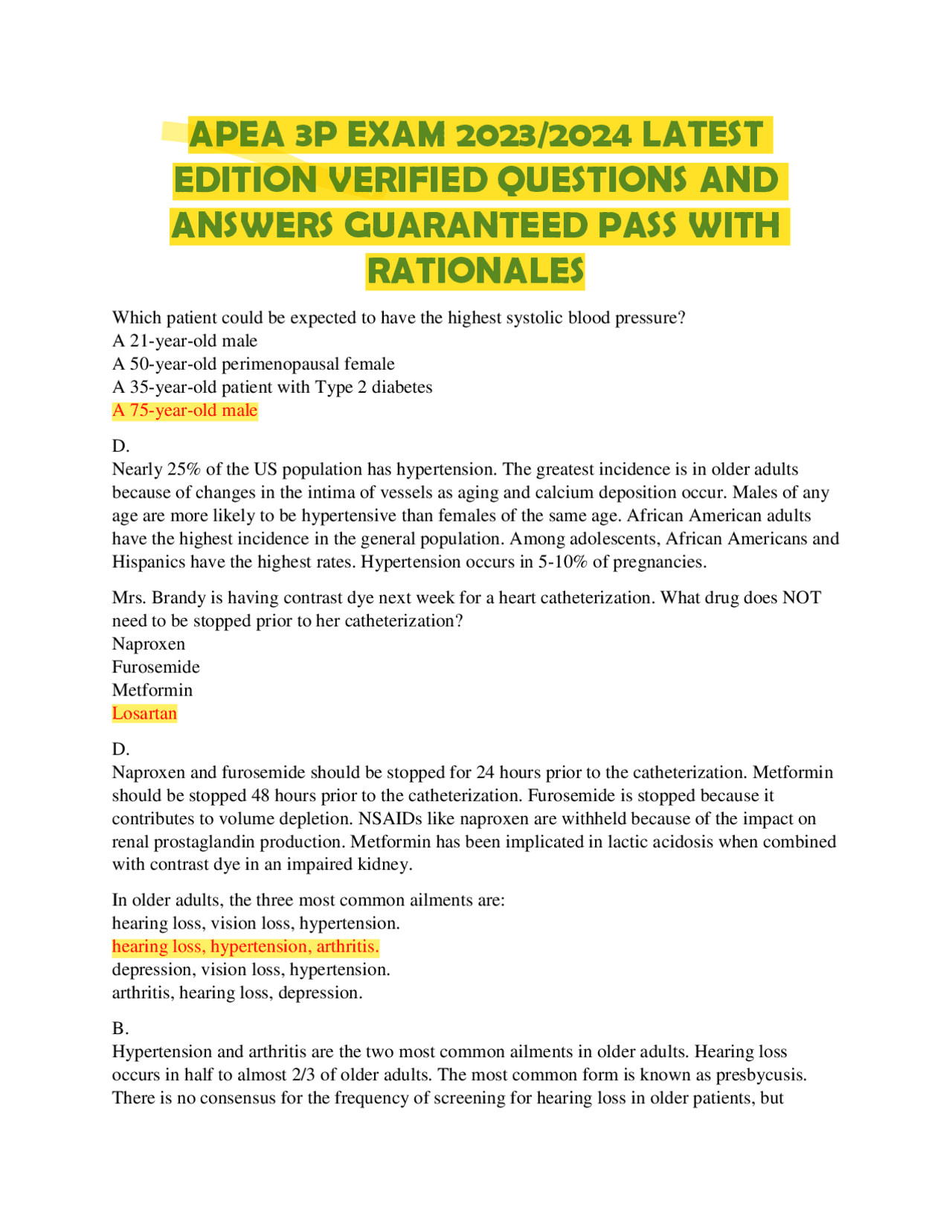 APEA 3P EXAM 2023-2024 LATEST EDITION VERIFIED QUESTIONS AND ANSWERS ...