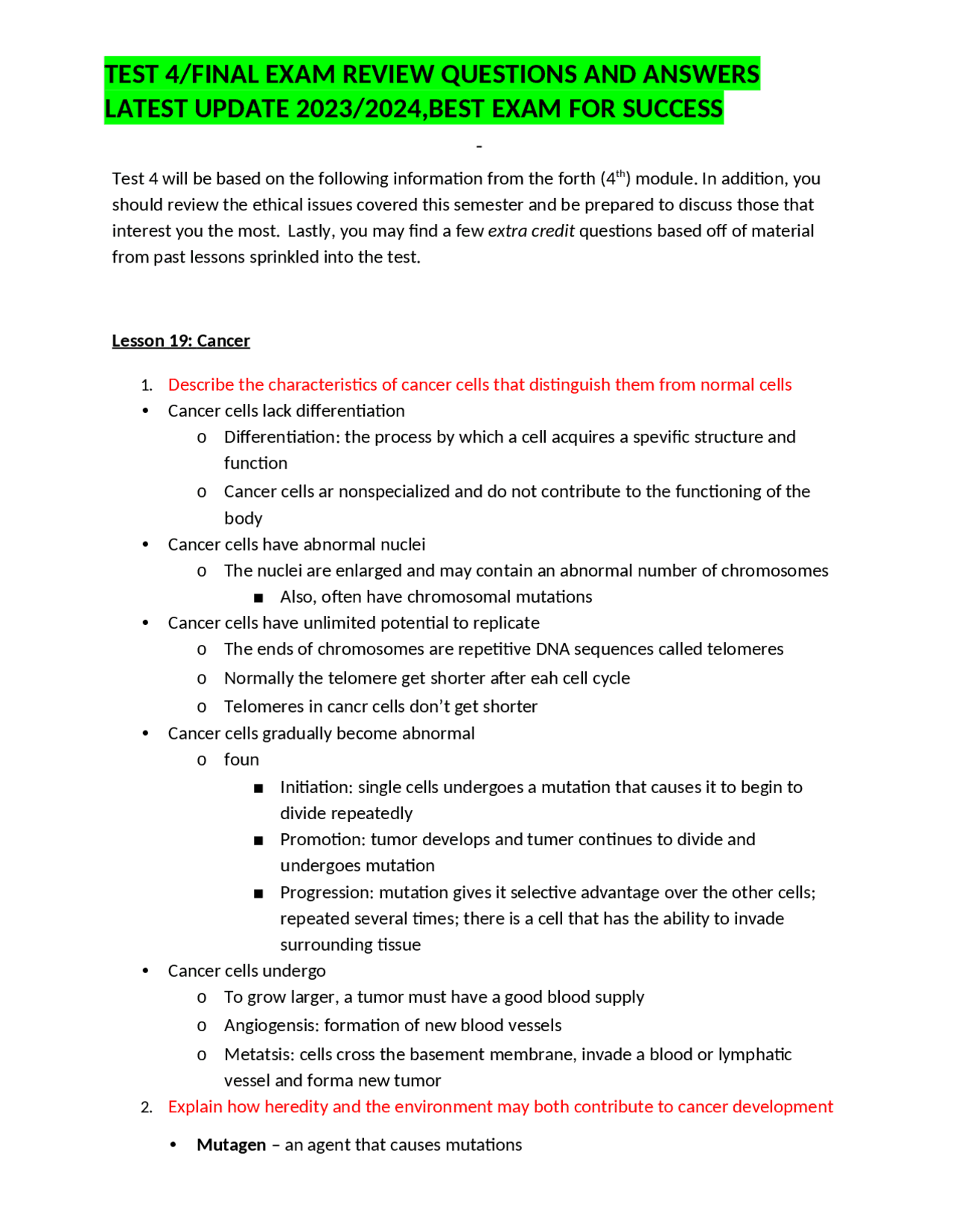 TEST 4/FINAL EXAM REVIEW QUESTIONS AND ANSWERS LATEST UPDATE 2023/2024 ...