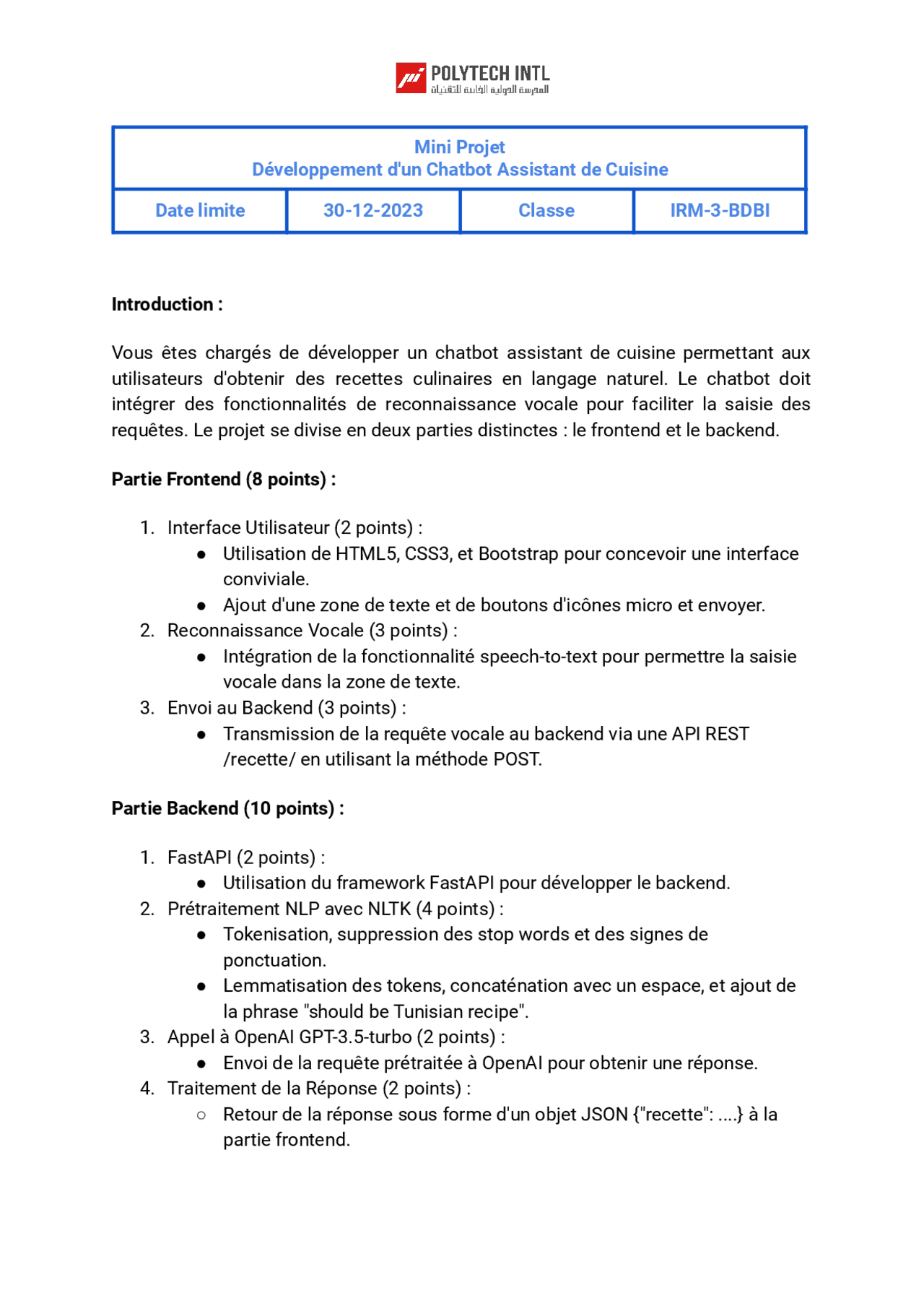 Kitchen Assistant Chatbot Assignments Machine Learning Docsity 1245