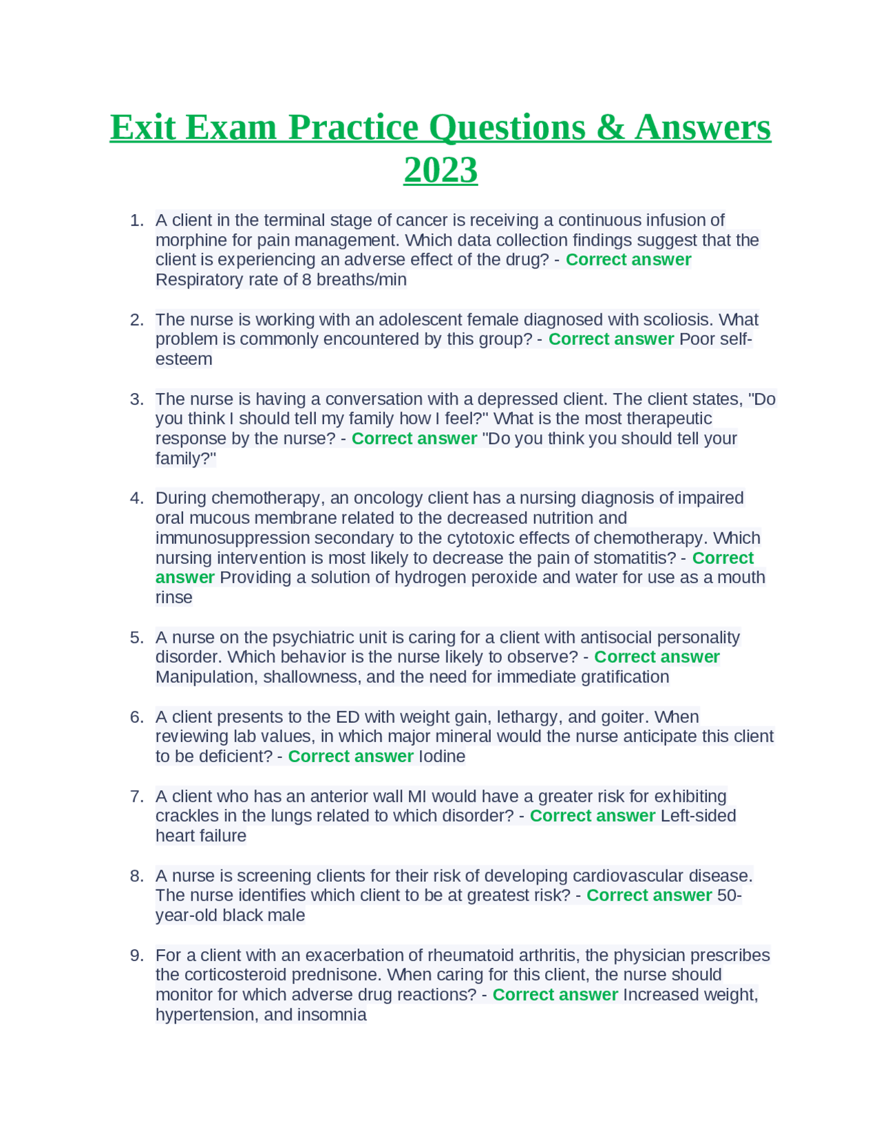 Exit Exam Practice Questions & Answers 2023 | Exams Laboratory ...