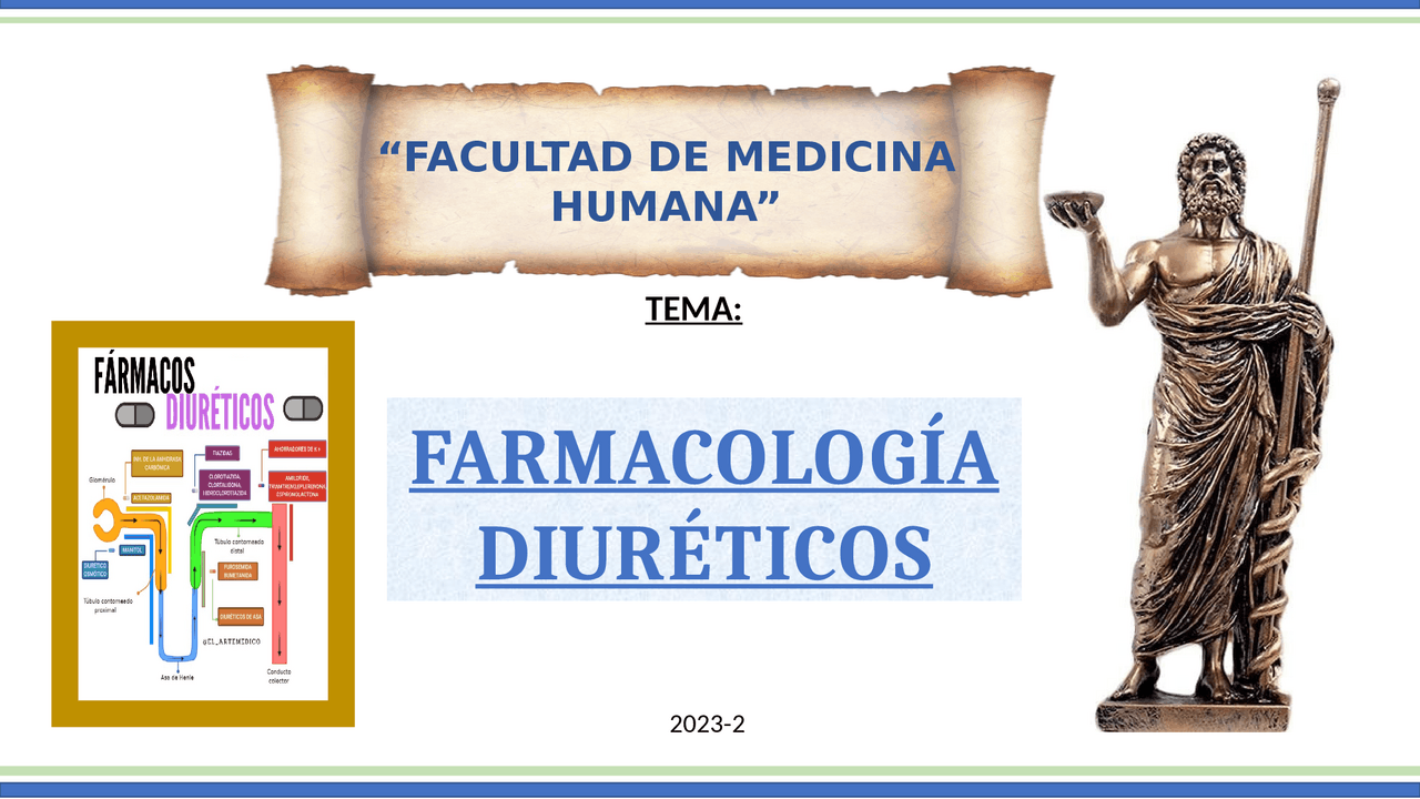 Tema Fármacos diuréticos | Diapositivas de Farmacología | Docsity