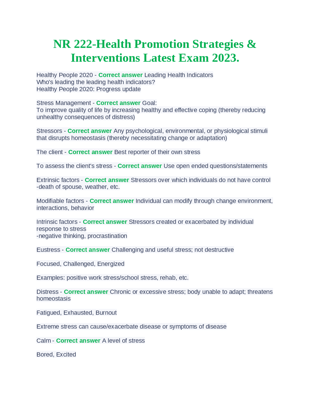 Health Promotion Strategies & Interventions Exam Notes | Exams ...