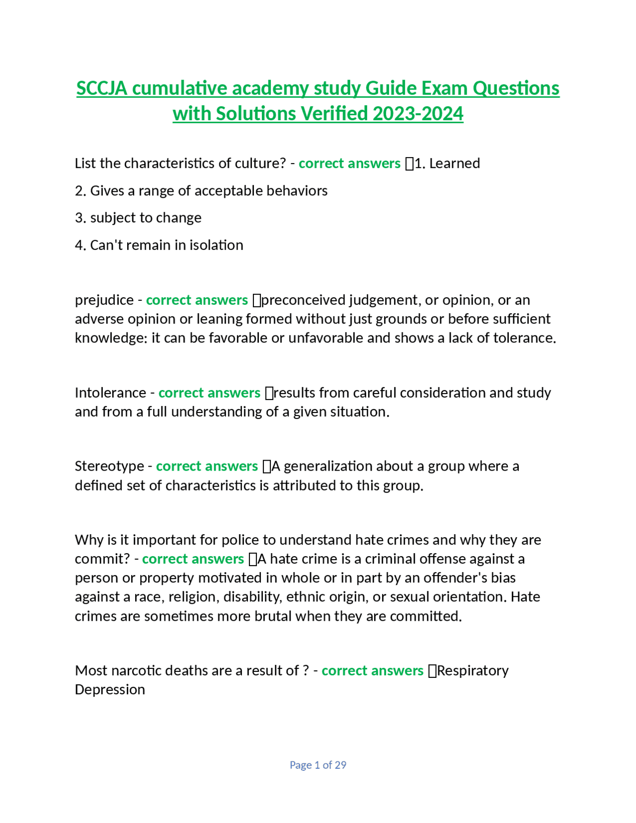 SCCJA cumulative academy study Guide Exam Questions with Solutions ...