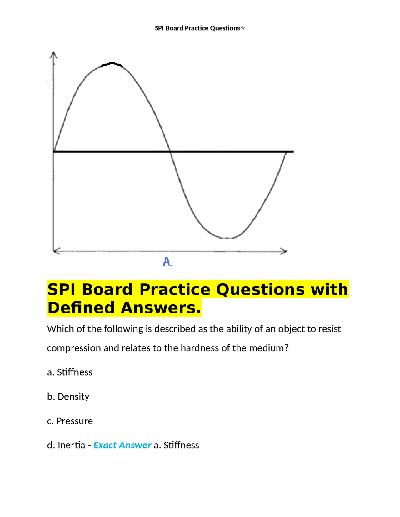 SPI Board Practice Questions with Defined Answers. | Exams Nursing ...