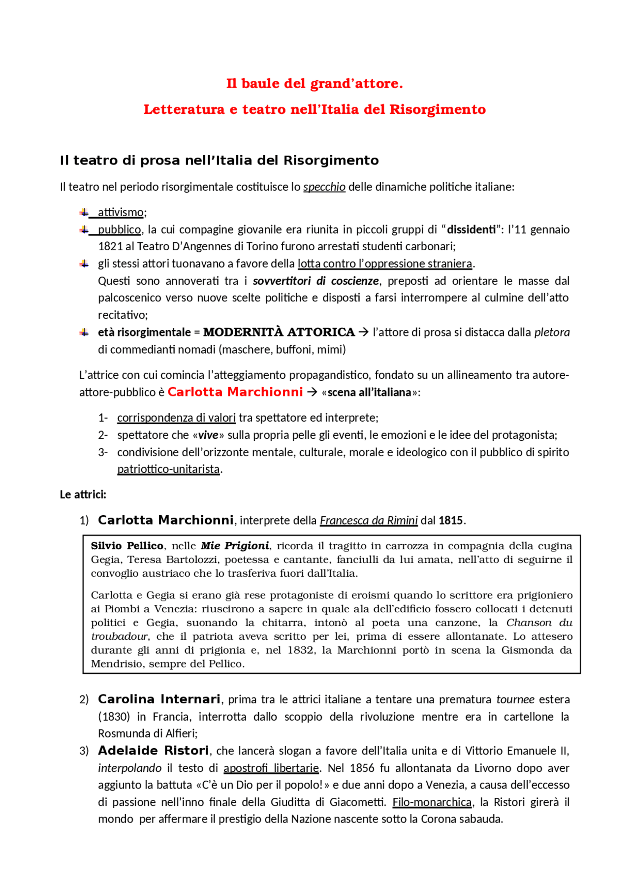 Il Teatro del Risorgimento: Il Grand'attore e la Letteratura | Dispense ...