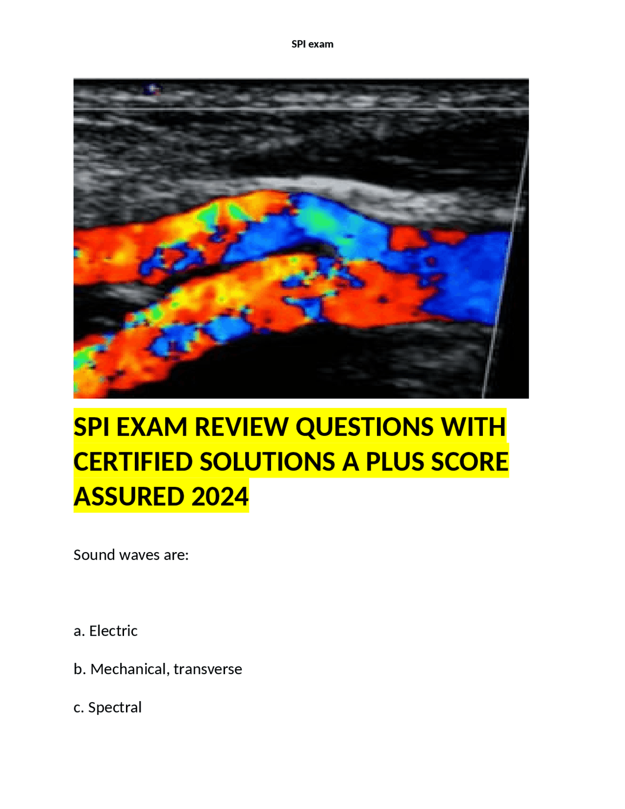 SPI EXAM REVIEW QUESTIONS WITH CERTIFIED SOLUTIONS A PLUS SCORE ASSURED ...