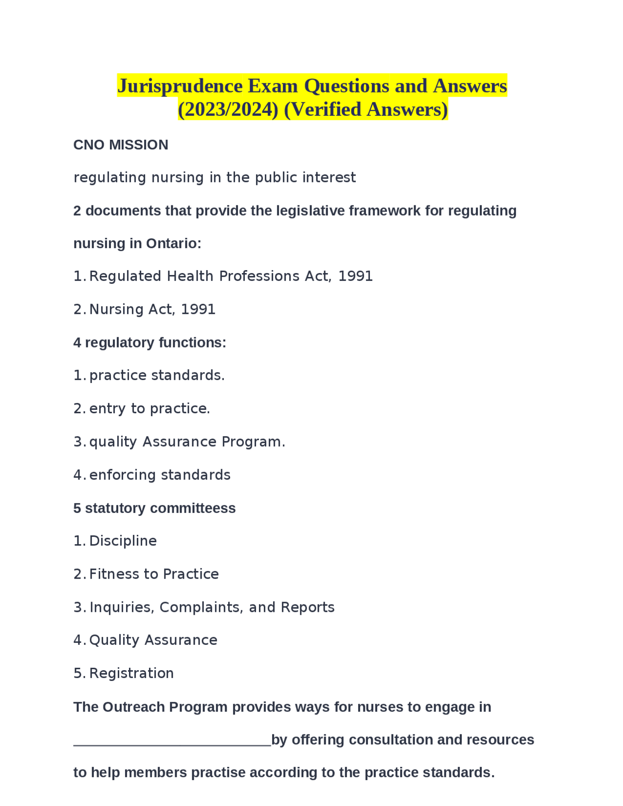 Jurisprudence Exam Questions and Answers (2023/2024) (Verified Answers ...