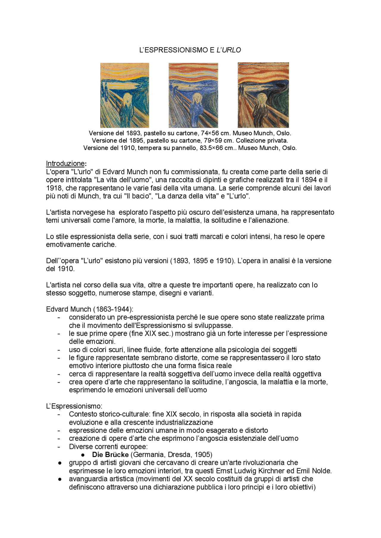 L'Espressionismo e L'Urlo di Edvard Munch | Schemi e mappe concettuali di Elementi di storia ...