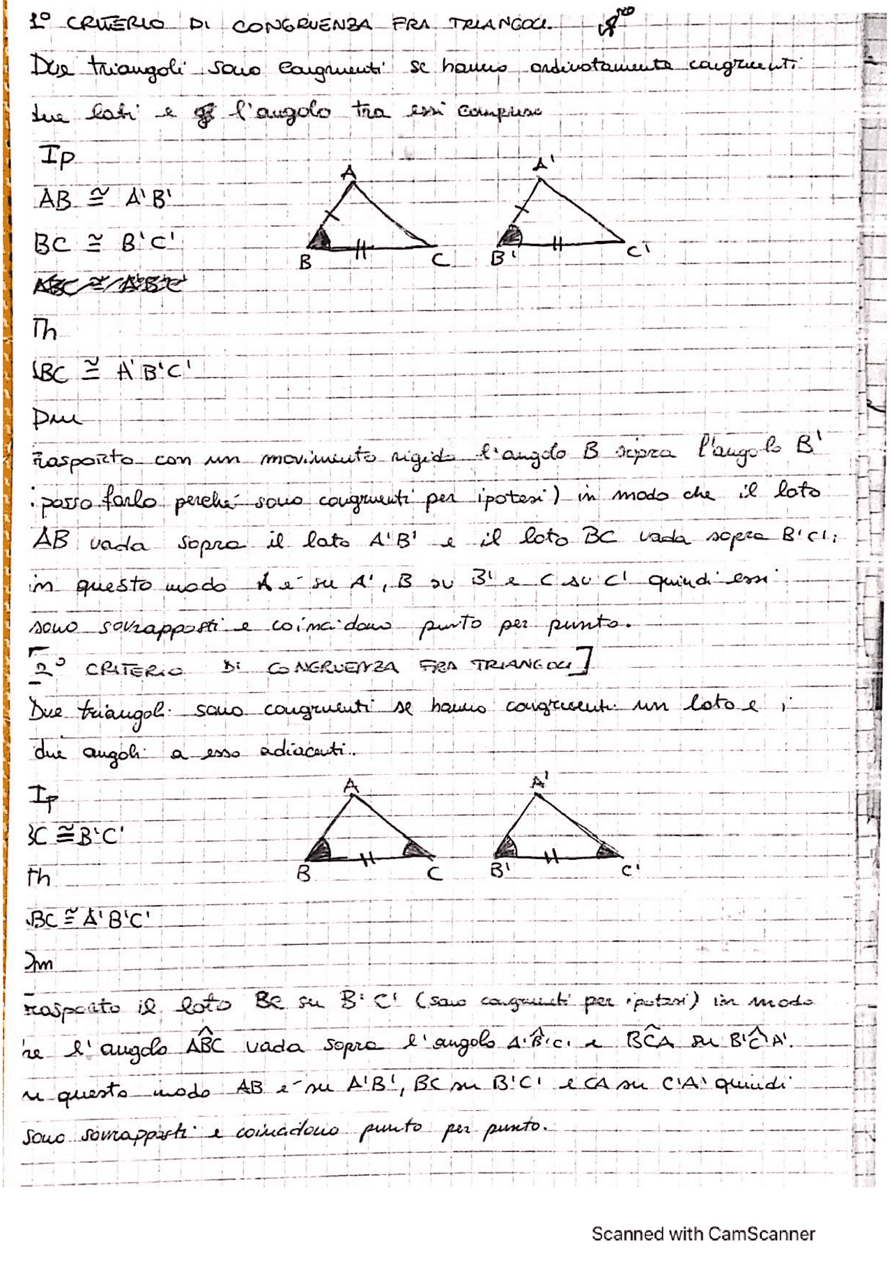 1° Criterio Di Congruenza Tra triangoli | Appunti di Matematica | Docsity