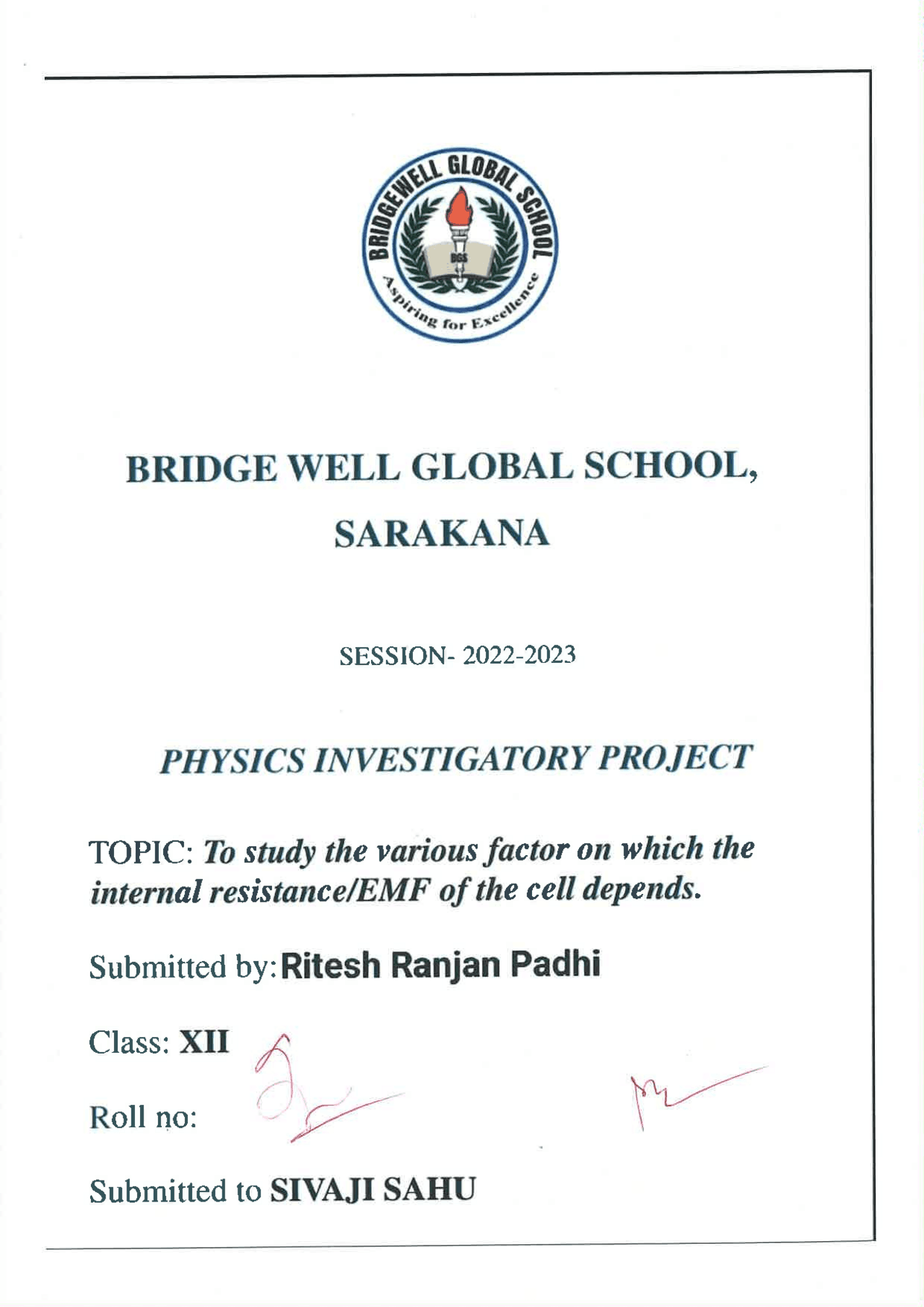 Physics investigatory project | Study Guides, Projects, Research Physics | Docsity