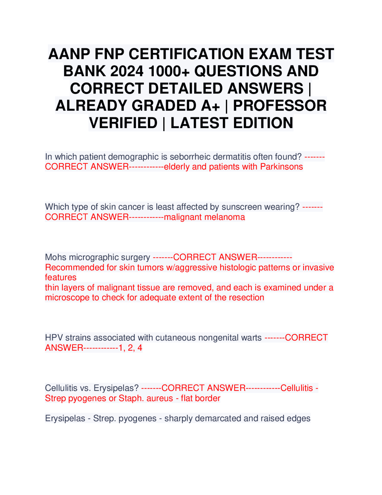 AANP FNP CERTIFICATION EXAM TEST BANK 2024 1000+ QUESTIONS AND CORRECT ...