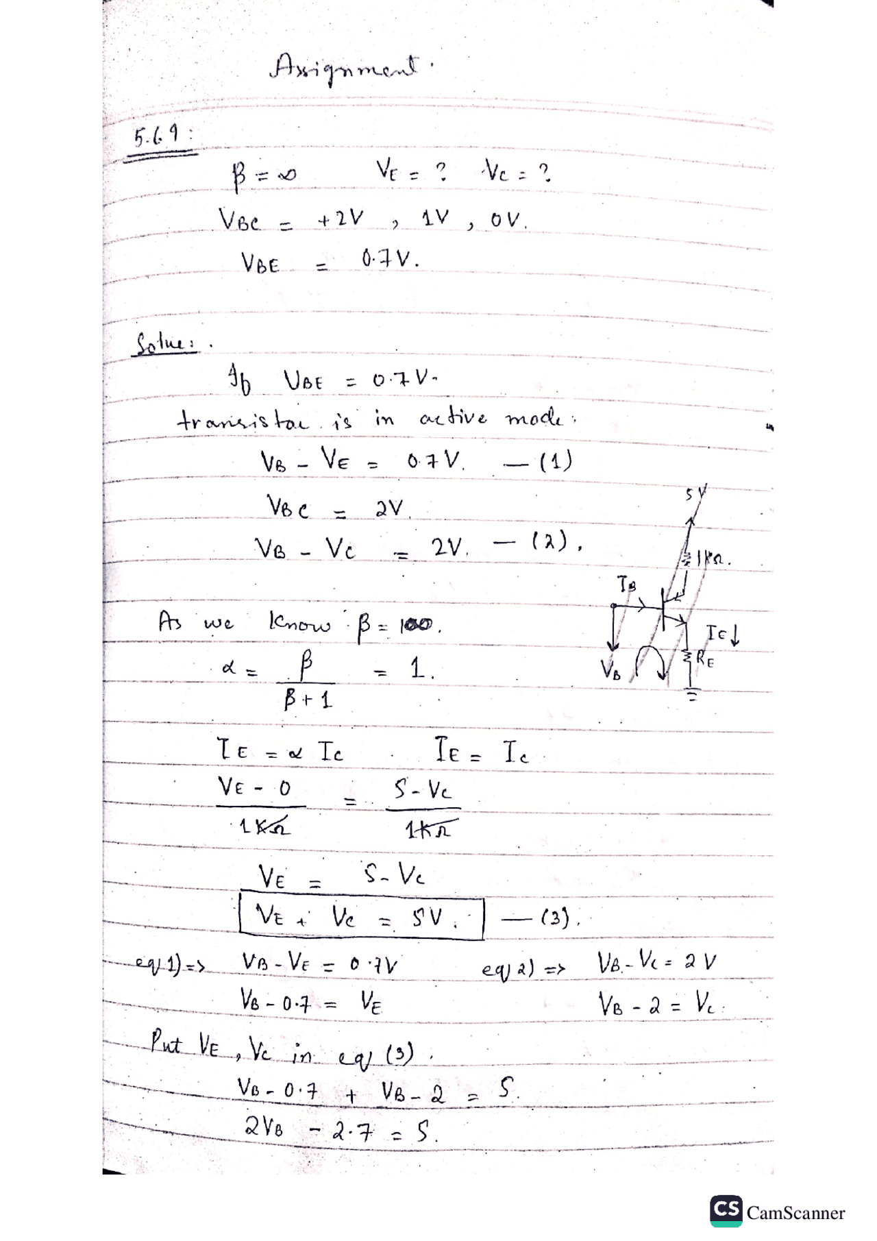 EDC Assignment Sedra/Smith | Assignments Electrical and Electronics Engineering | Docsity
