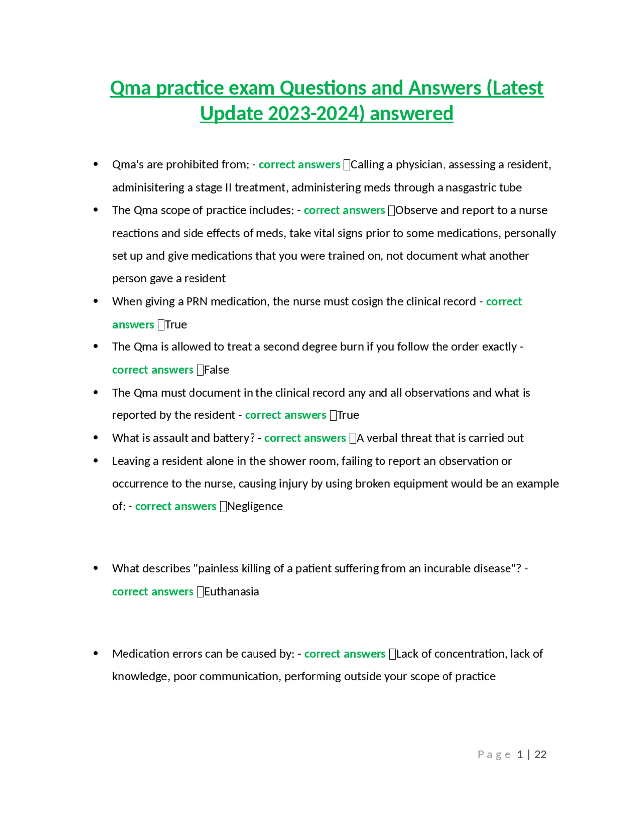 Qma practice exam Questions and Answers (Latest Update 2023-2024 ...