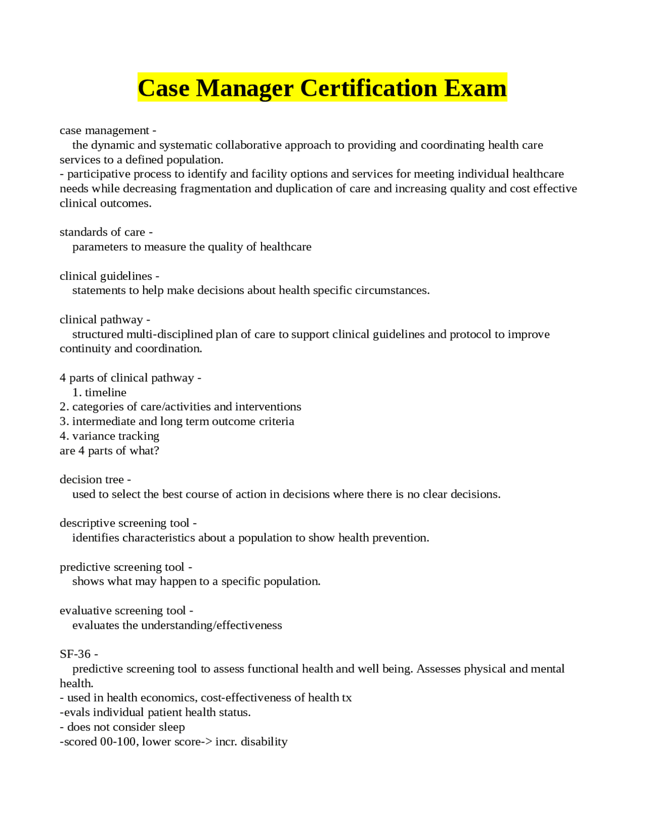 Case Management Certification Exam: Key Concepts and Principles | Exams ...