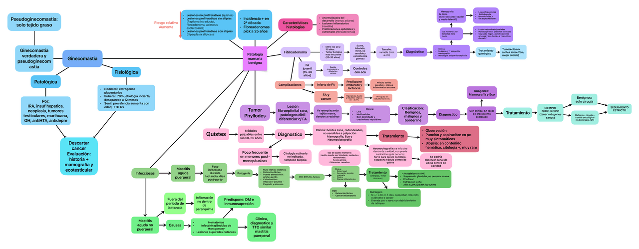 Patología mamaria benigna | Esquemas y mapas conceptuales de Patología Quírurgica | Docsity