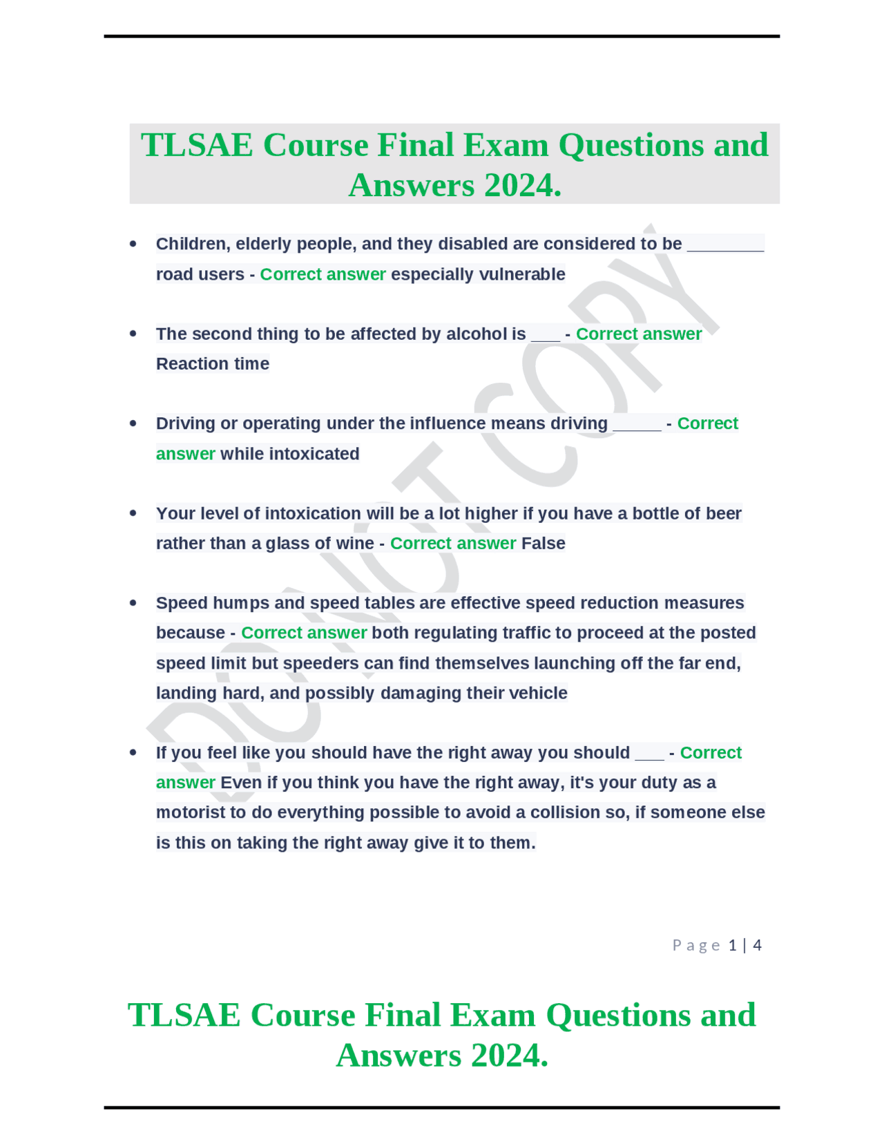 TLSAE Course Final Exam Questions and Answers 2024. | Quizzes ...