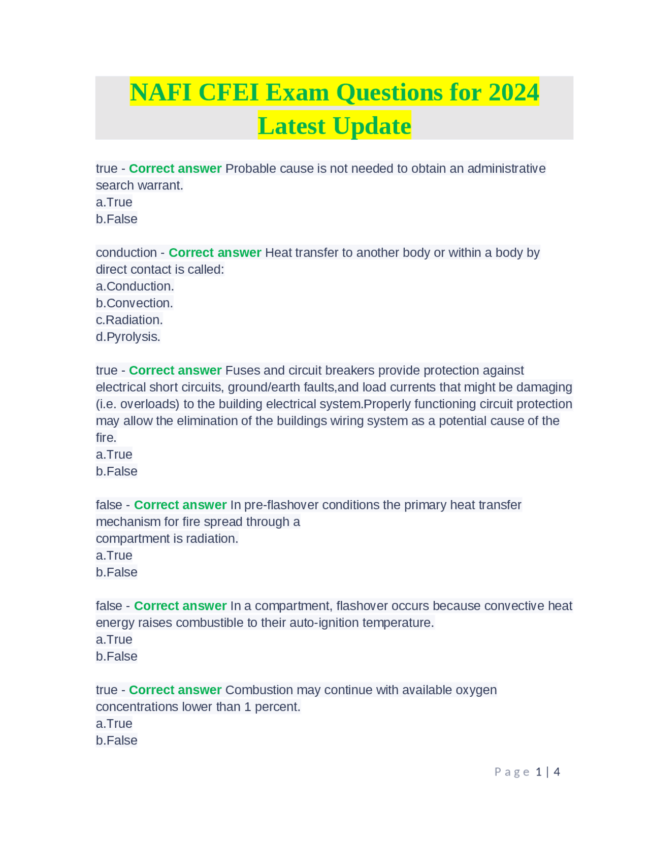 NAFI CFEI Exam Questions for 2024 Latest Update | Exams Chemical ...