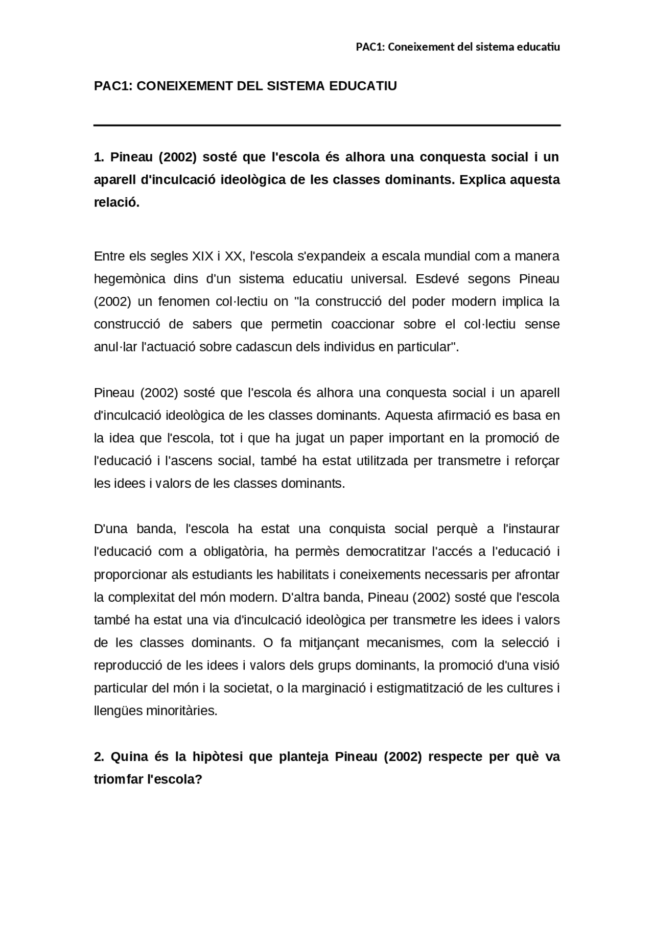 pac1_coneixement_del_sistema_educatiu.docx | Ejercicios de Trabajo Social | Docsity