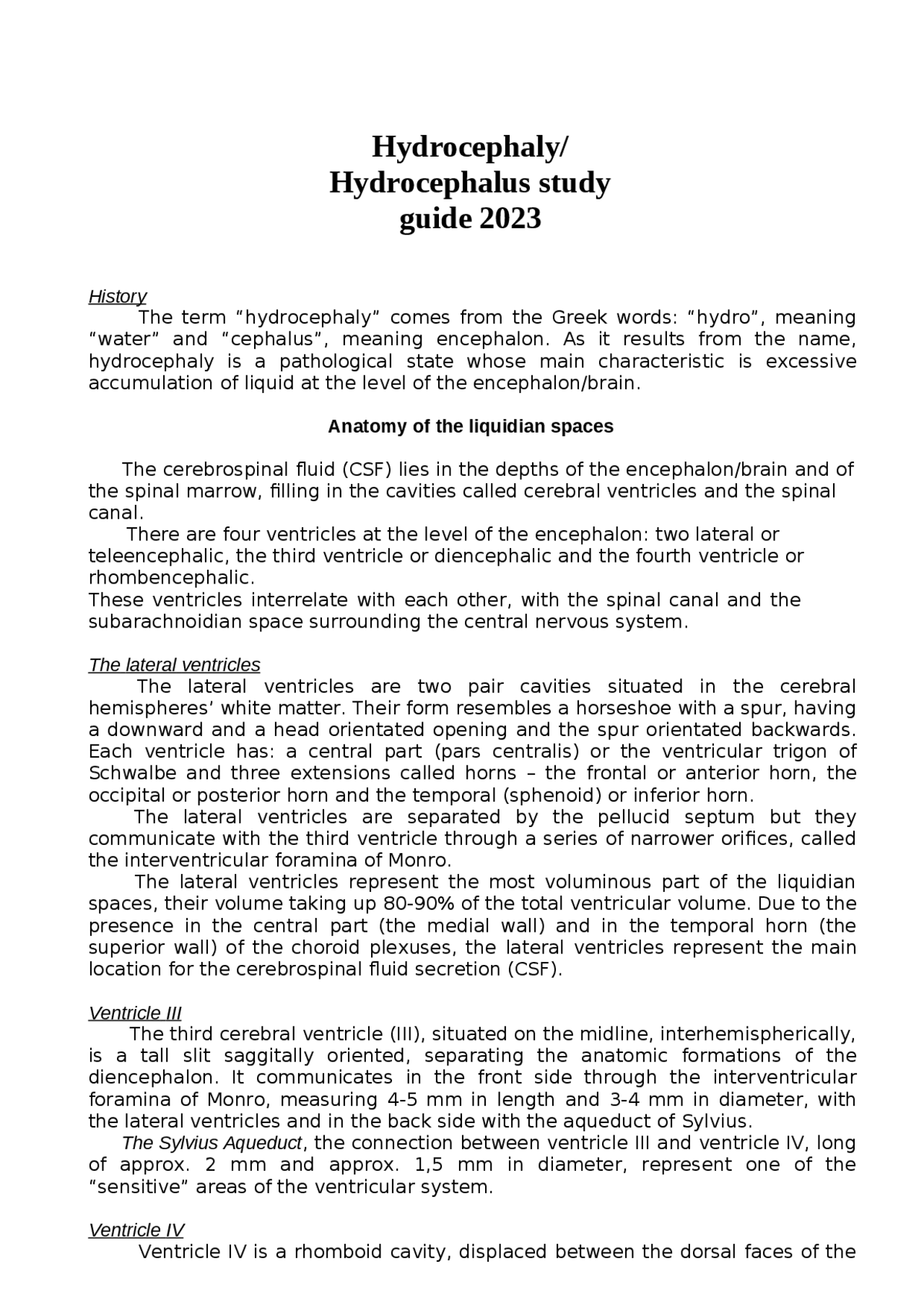 Hydrocephaly Study Guide 2023 | Exams Nursing | Docsity