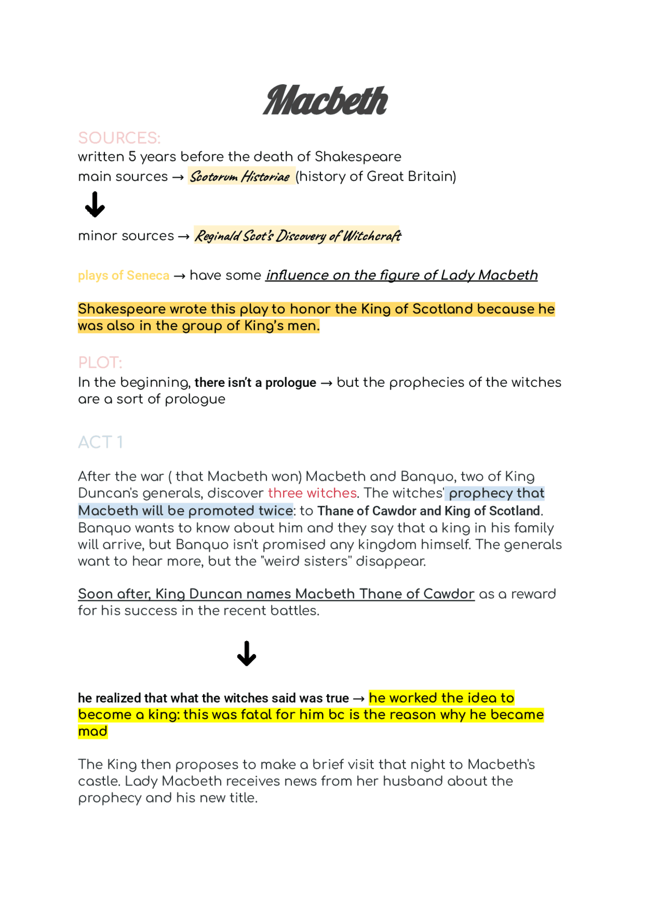 Macbeth di Shakespeare | Appunti di Inglese | Docsity