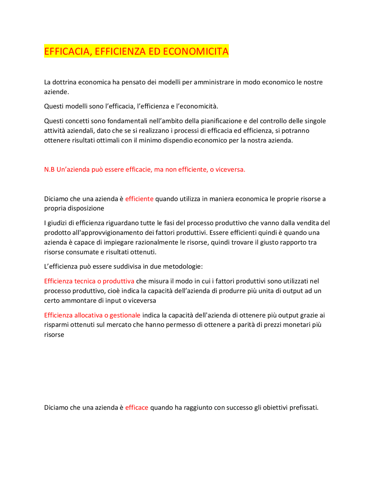 EFFICACIA, EFFICIENZA ED ECONOMICITA | Appunti di Economia Aziendale ...