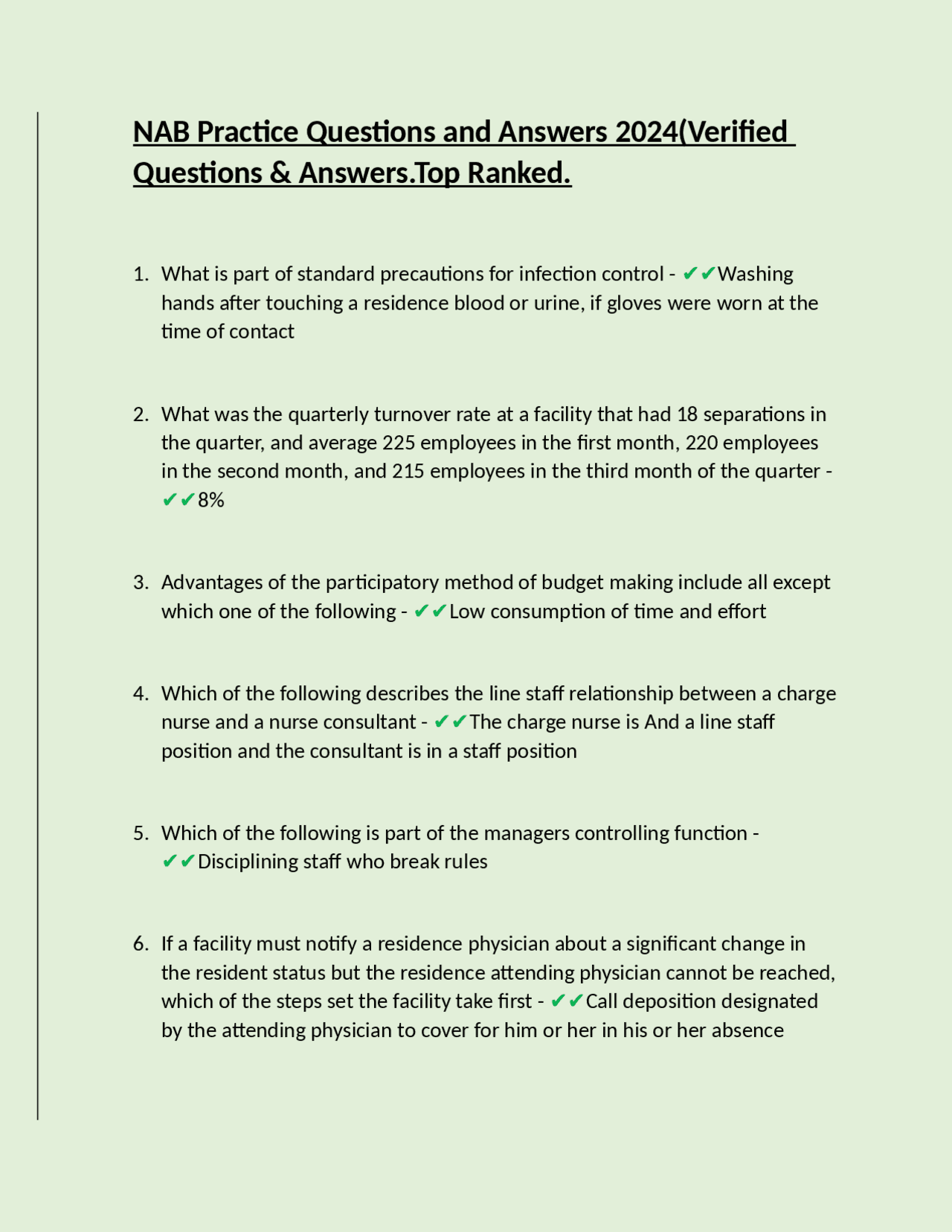 NAB Practice Questions and Answers 2024(Verified Questions & Answers ...
