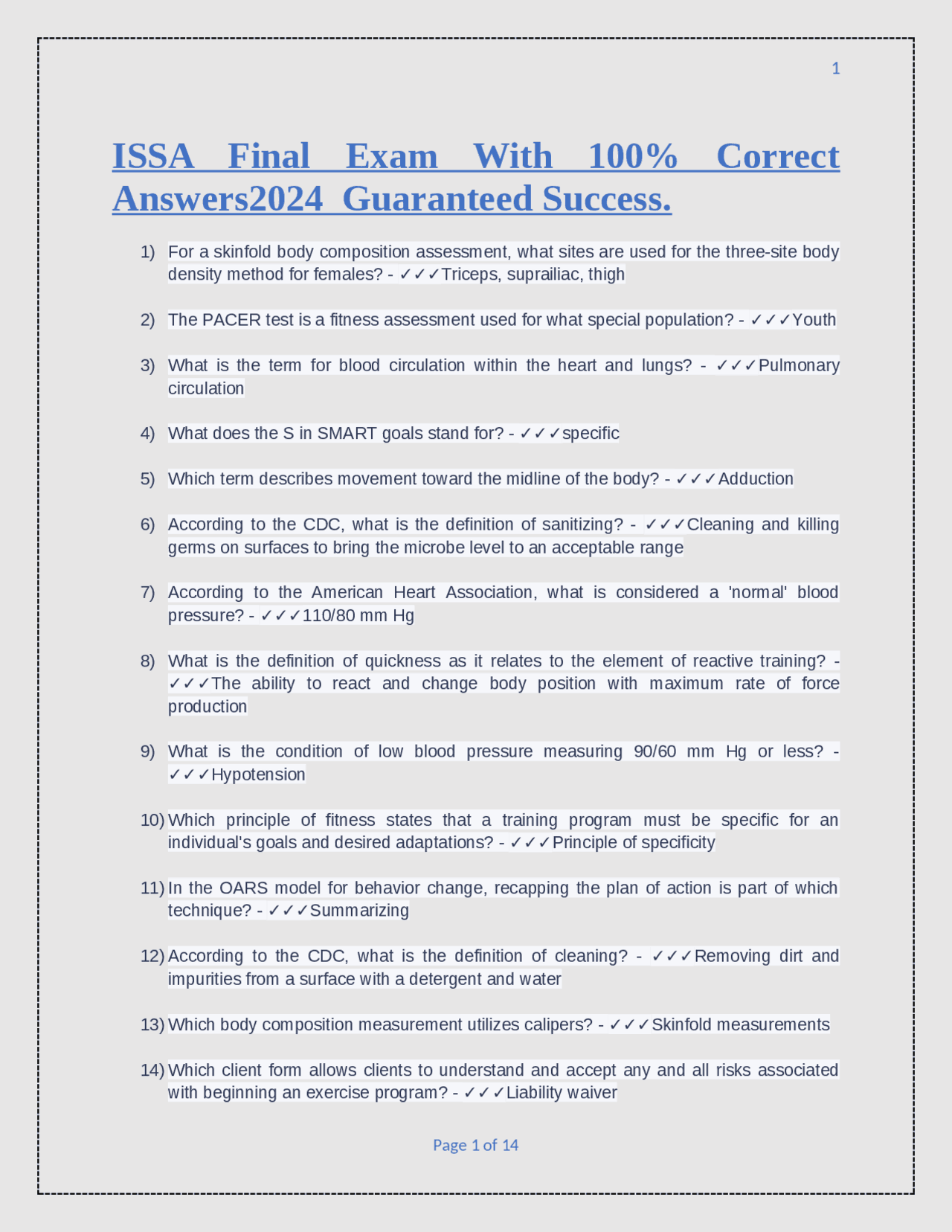 ISSA Final Exam With 100% Correct Answers2024 Guaranteed Success ...