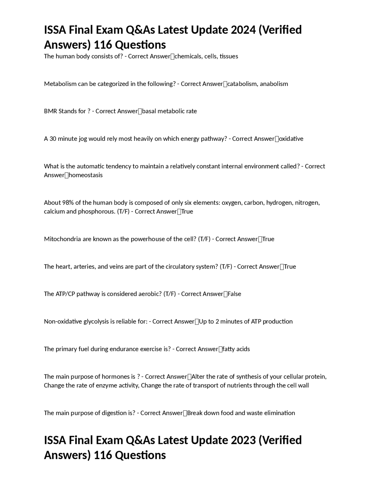 ISSA Final Exam Q&As Latest Update 2024 (Verified Answers) 116 ...