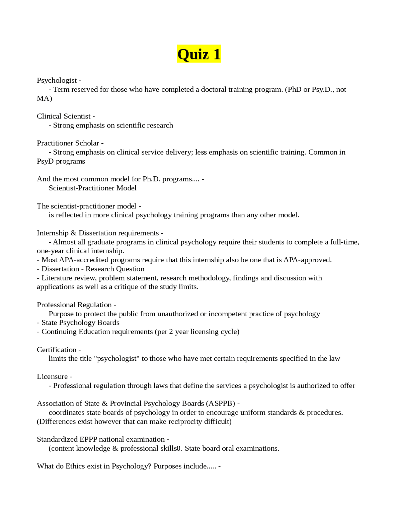 Overview of Clinical Psychology and Psychological Testing | Exams ...