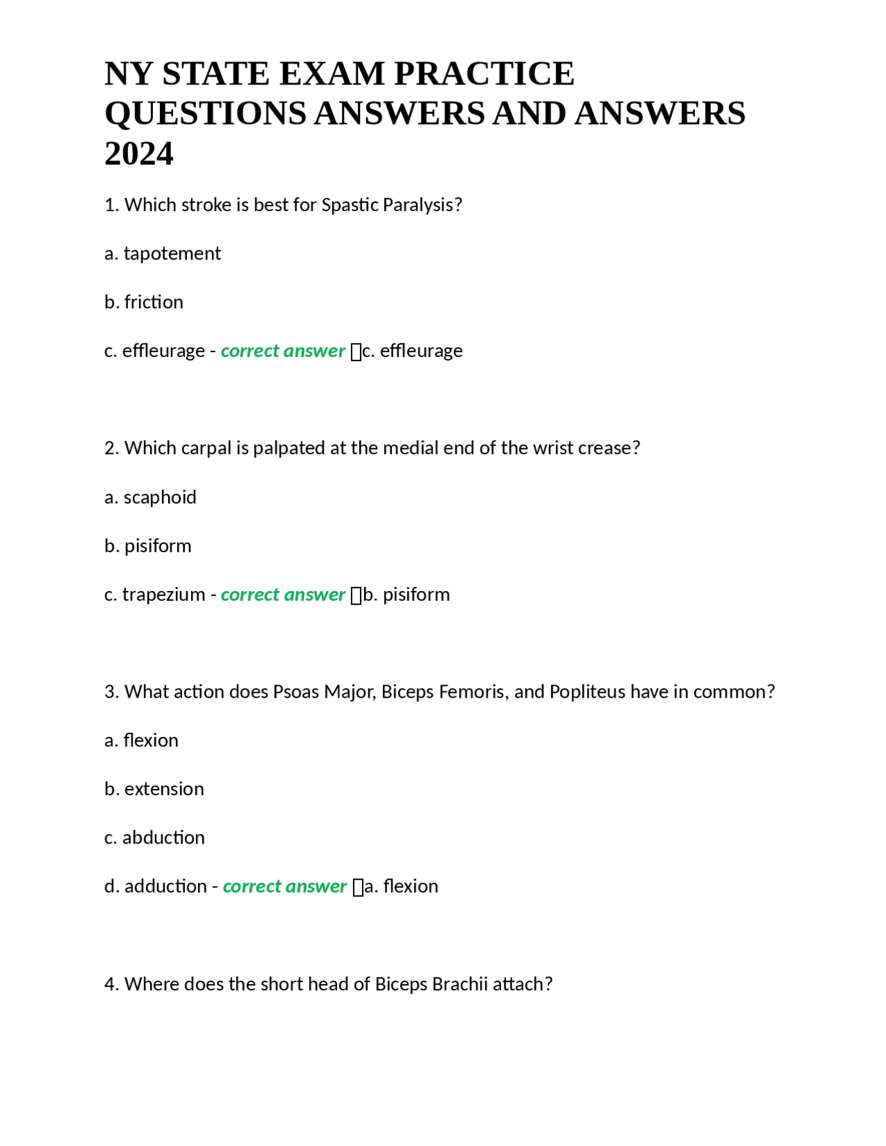 Practice Questions and Answers for NY State Exam 2024 | Exams Nursing ...