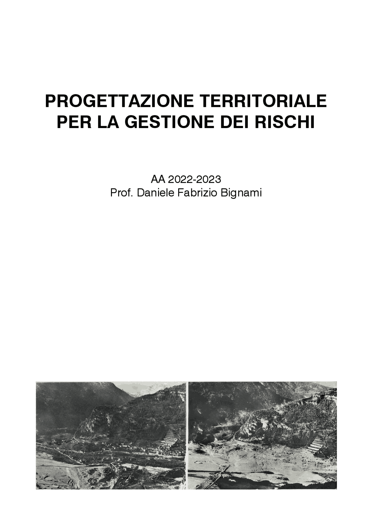 Appunti esame - Progettazione territoriale per la gestione dei rischi - prof. Bignami | Appunti ...