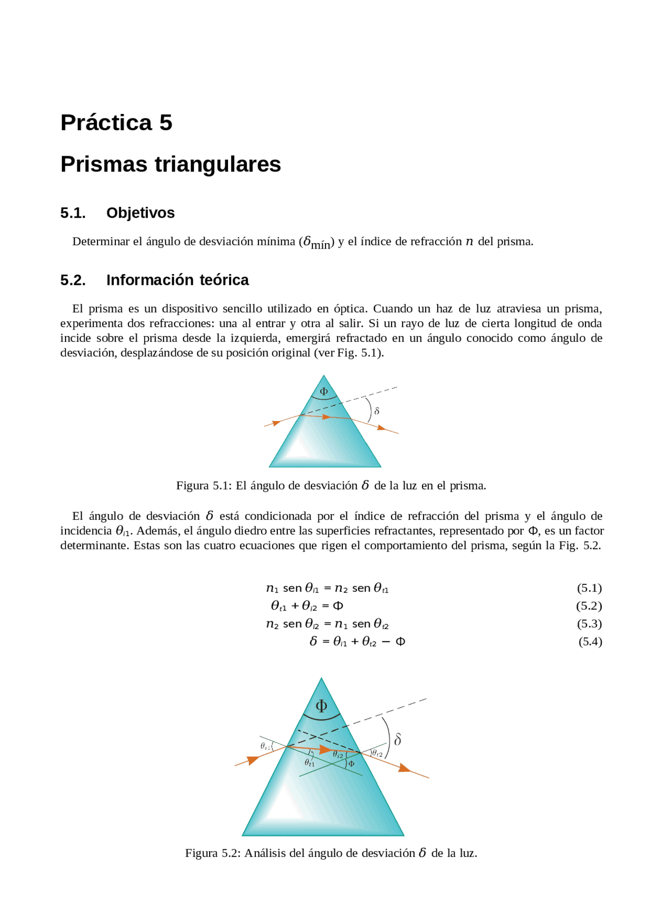 Práctica 5: Ángulo Mínimo de Desviación y Índice de Refracción en Prismas | Ejercicios de Física ...