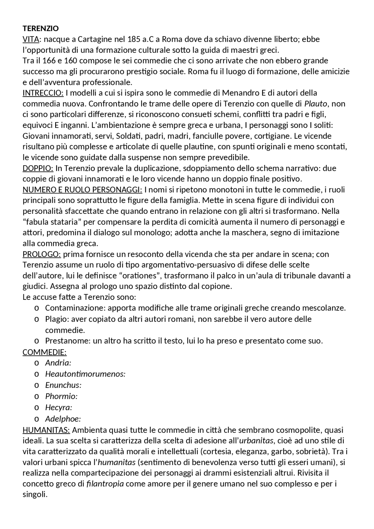 Terenzio e Catullo - riassunto + spiegazione testi | Appunti di Latino ...