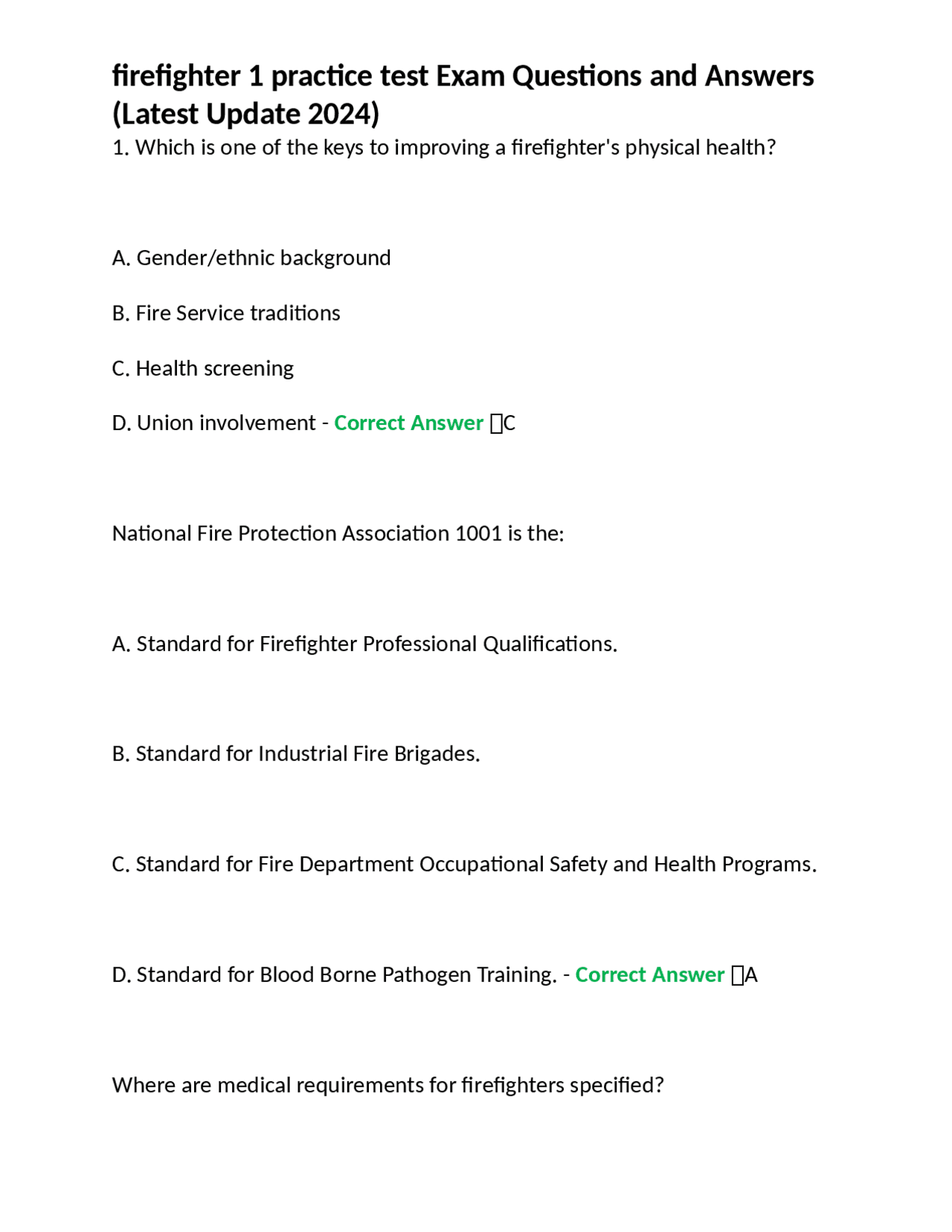 firefighter 1 practice test Exam Questions and Answers (Latest Update ...
