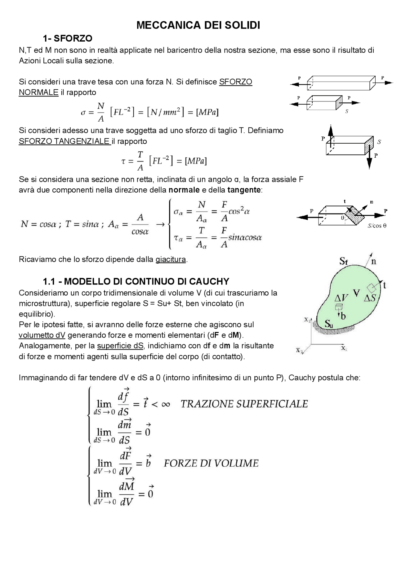 Riassunto della Teoria del corso di Meccanica dei Solidi | Appunti di ...