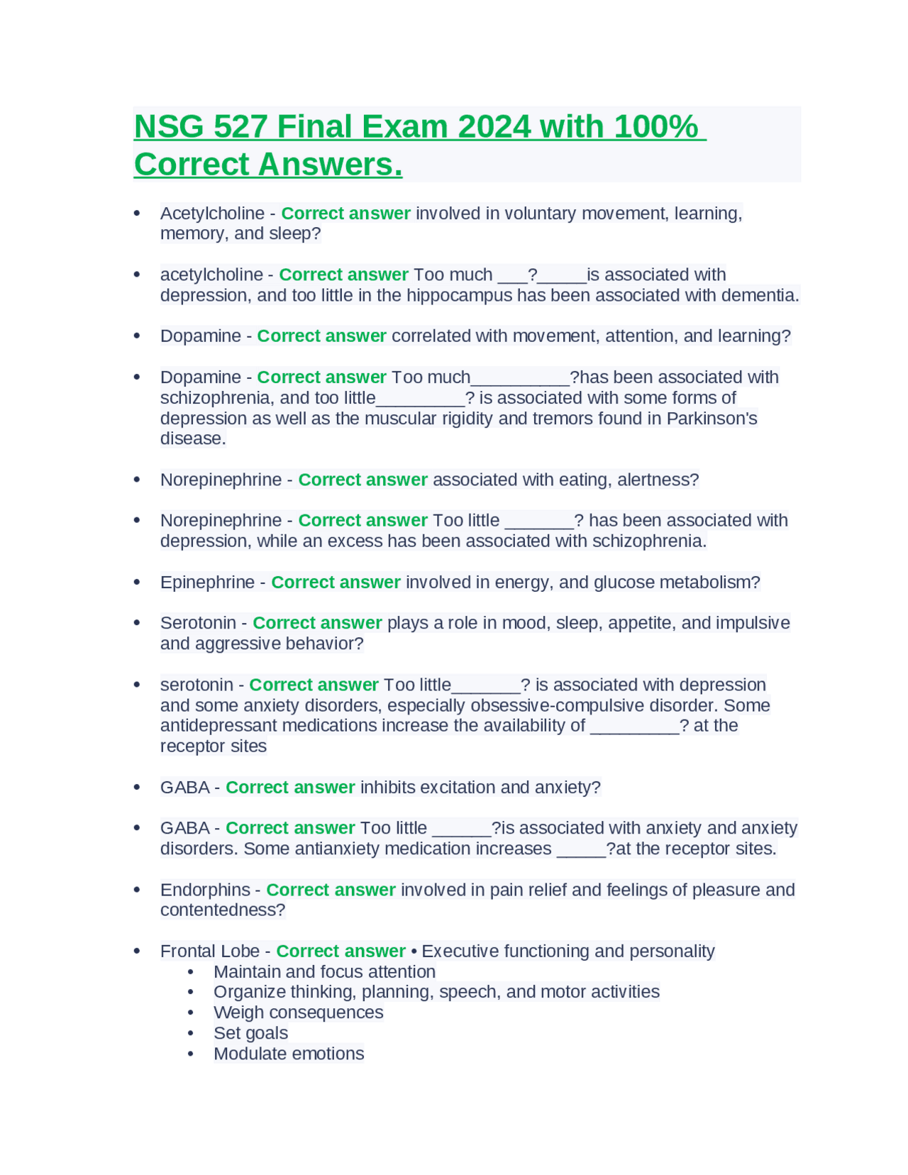 NSG 527 Final Exam 2024 with 100% Correct Answers. | Exams Community ...