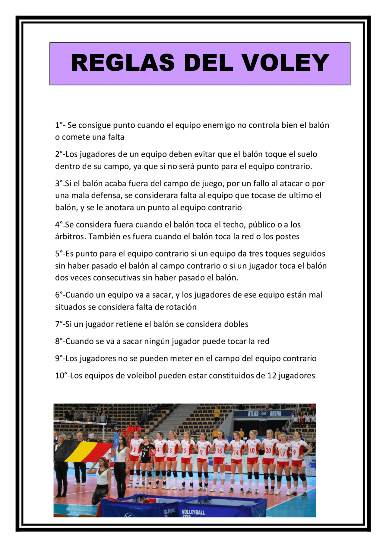 Reglas Del Voleibol VOLEIBOL: Reglas Básica