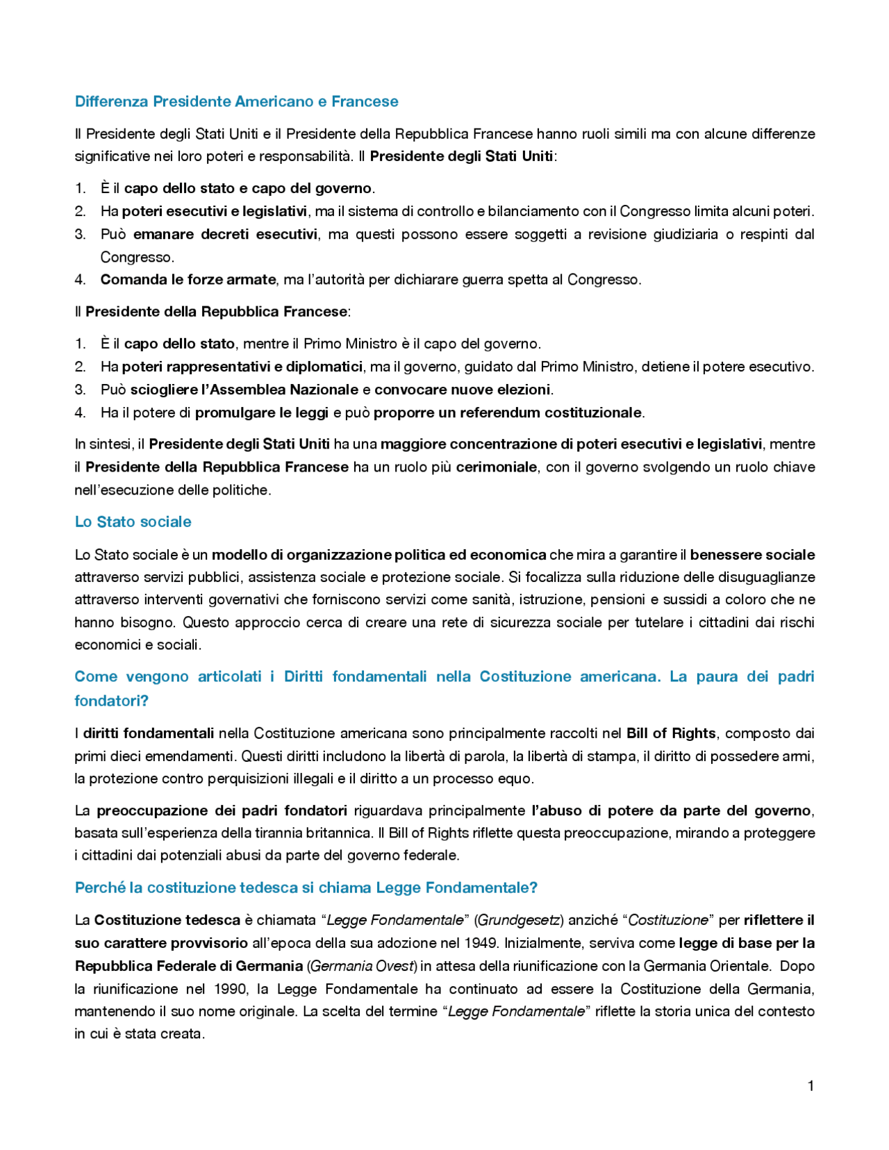 Risposte domande Diritto Pubblico Comparato | Prove d'esame di Diritto Pubblico Comparato | Docsity