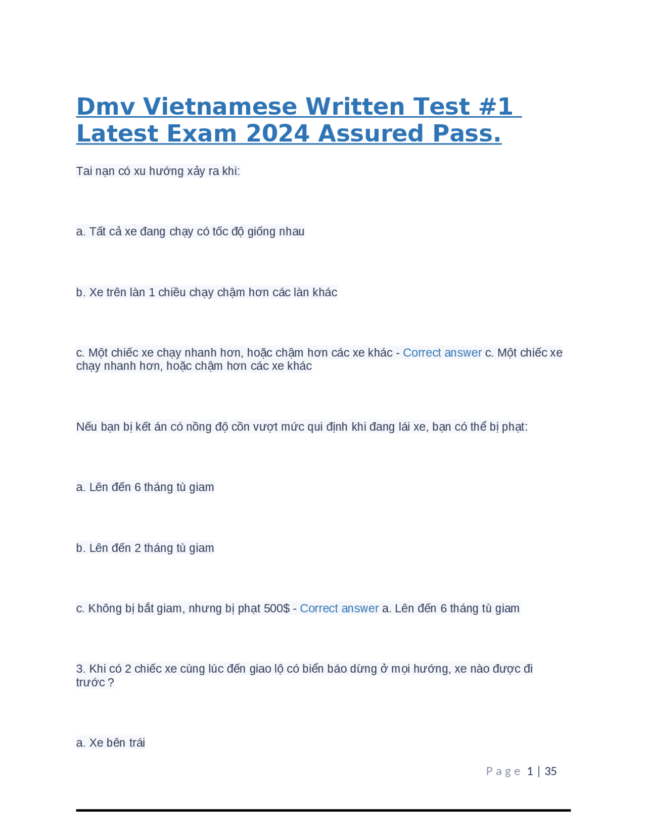 Dmv Vietnamese Written Test #1 Latest Exam 2024 Assured Pass. | Exams ...