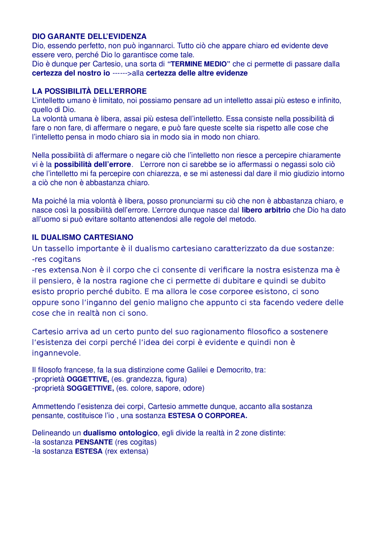 Cartesio, riassunto dal libro "I nodi del pensiero 2" | Appunti di ...